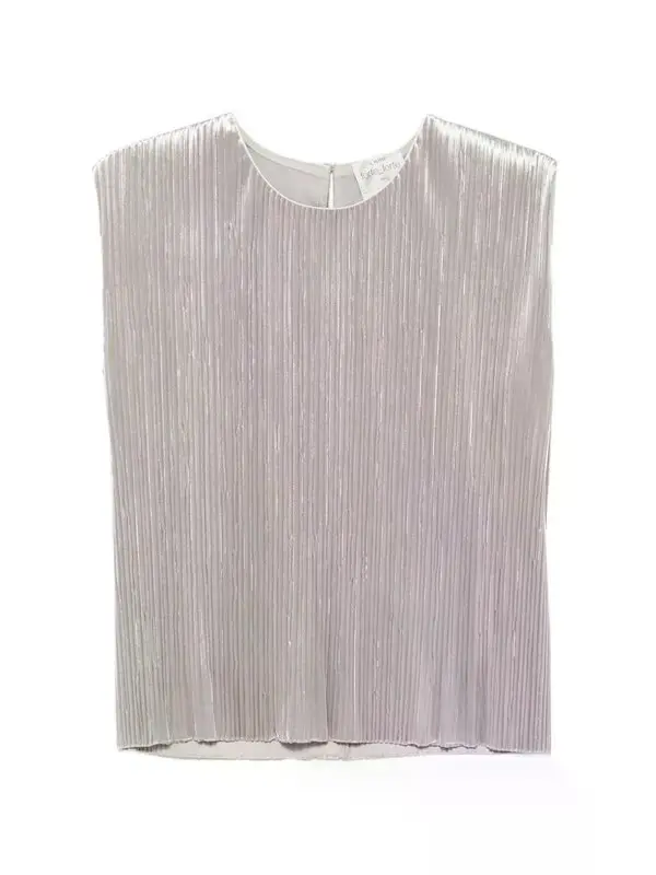 FORTE_FORTE Sleeveless Plissé Top - Silver