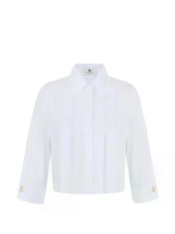Elisabetta Franchi Cropped Pintuck Shirt - White