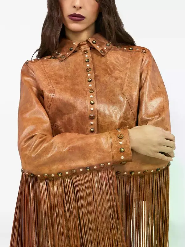 Roberto Cavalli Fringed-detail Stud-embellished Jacket