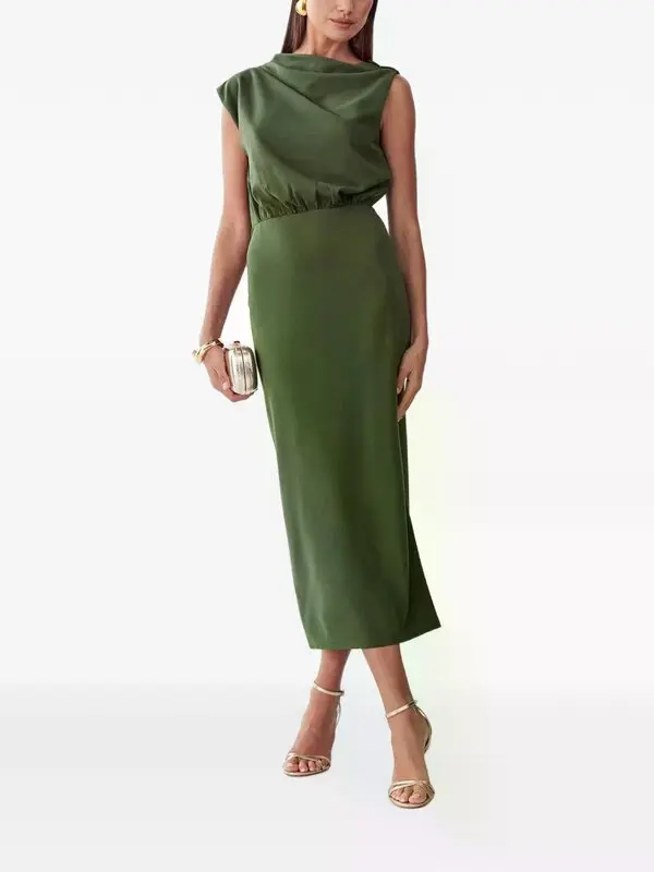 ST MRLO Sleeveless Boatneck Midi Dress - Green