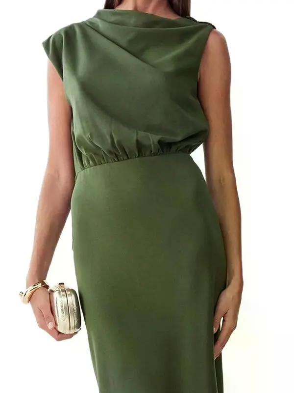 ST MRLO Sleeveless Boatneck Midi Dress - Green