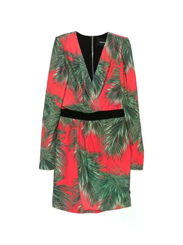 MARCO BOLOGNA Palm Print Wrap Mini Dress - Red