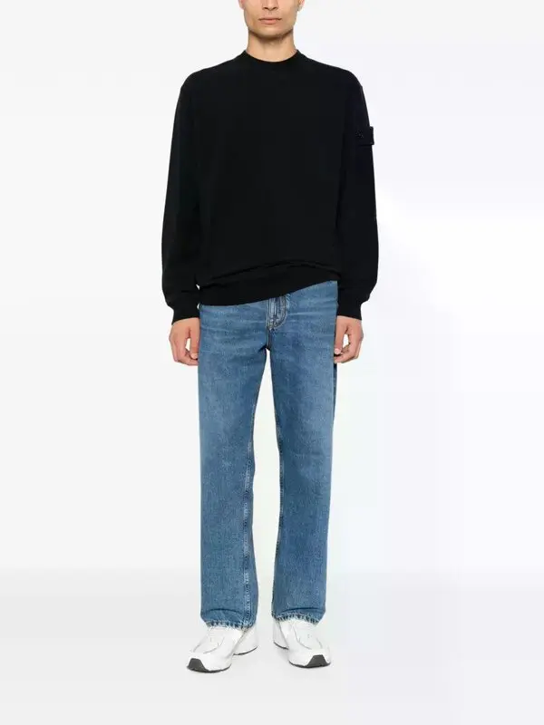 Stone Island Logo Patch Long Sleeve Sweater - Blue