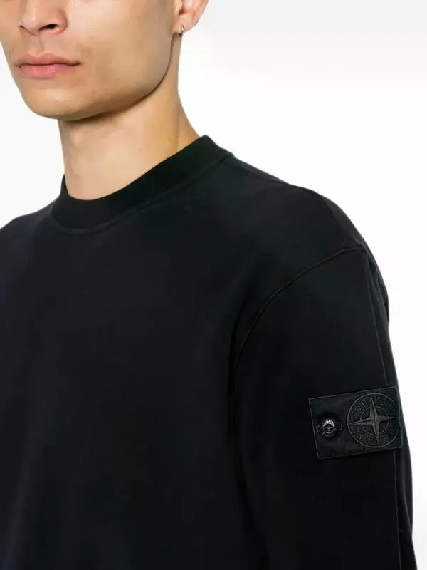 Stone Island Logo Patch Long Sleeve Sweater - Blue