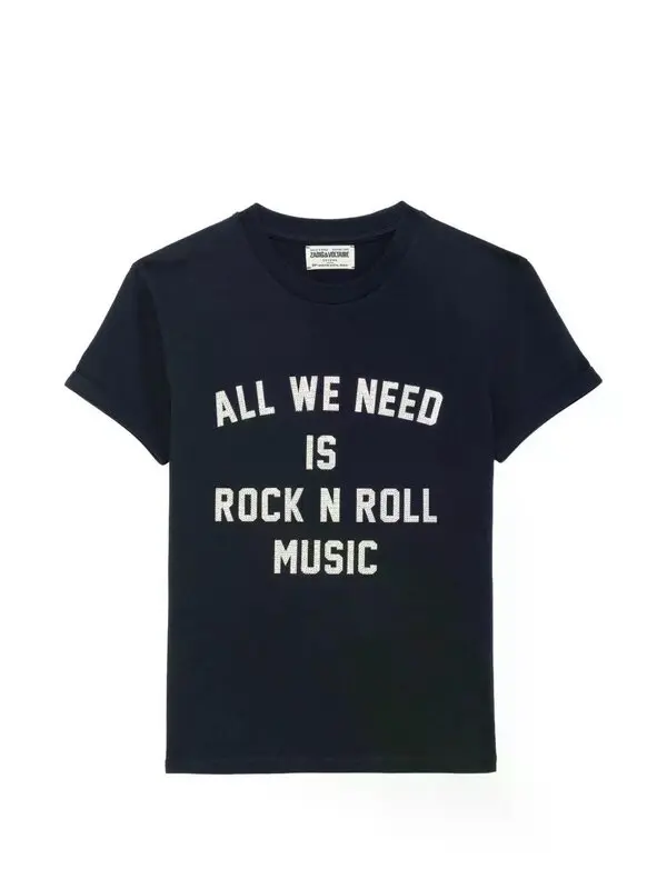 Zadig&Voltaire Strass-embellished Slogan Print T-shirt - Blue