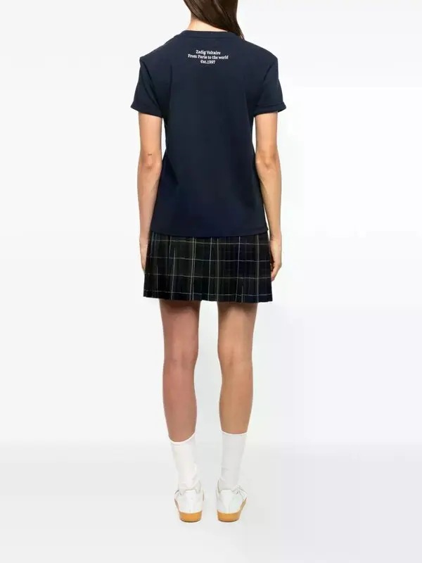 Zadig&Voltaire Strass-embellished Slogan Print T-shirt - Blue