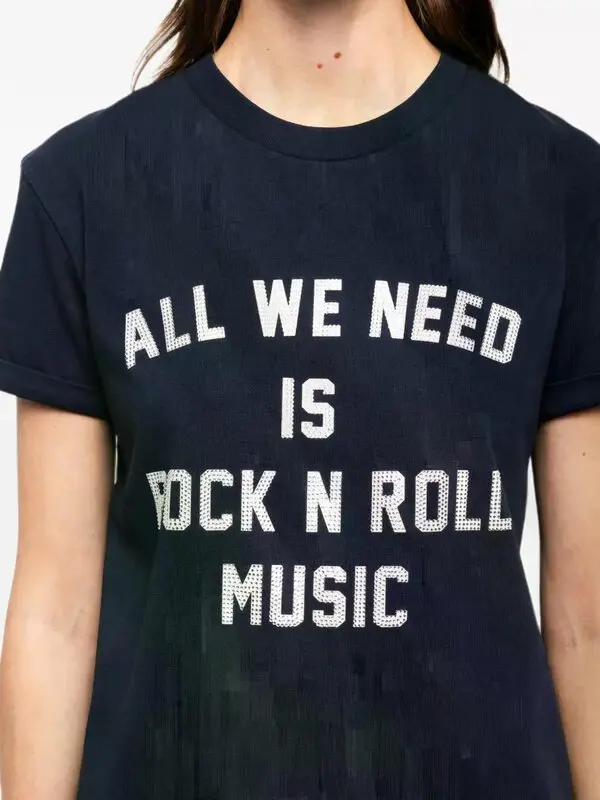 Zadig&Voltaire Strass-embellished Slogan Print T-shirt - Blue