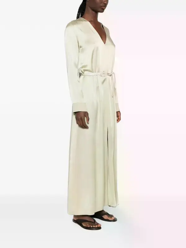 FORTE_FORTE Belted Satin Maxi Dress