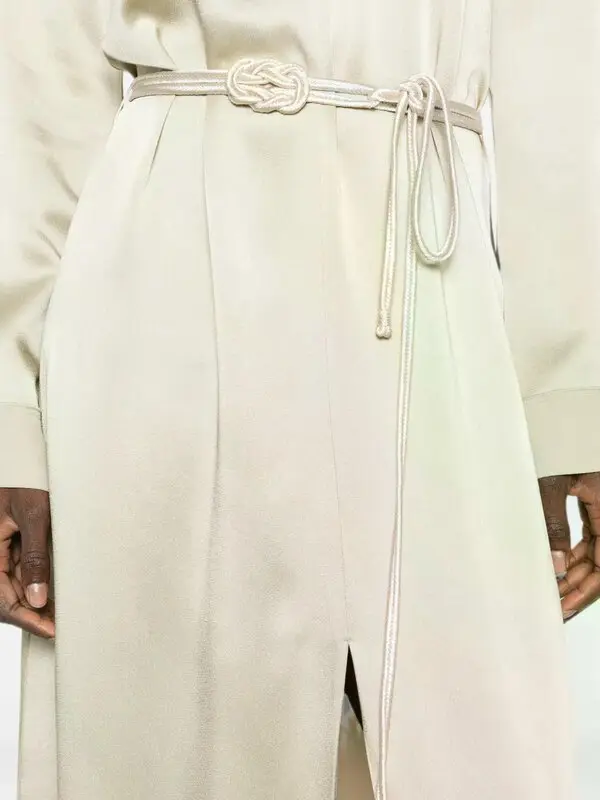FORTE_FORTE Belted Satin Maxi Dress