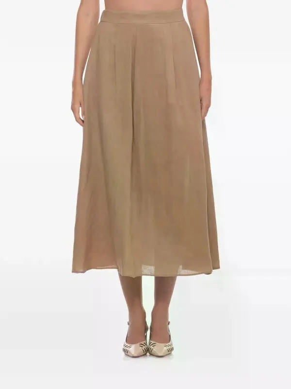 EMME Elasticated-waist Linen Midi Skirt