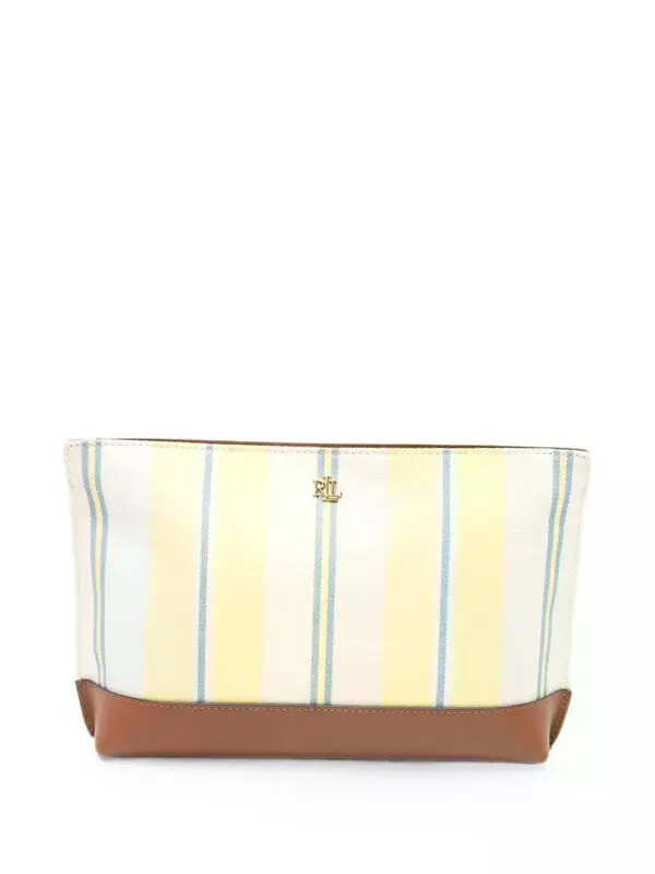Ralph Lauren Striped Leather-trim Clutch Bag