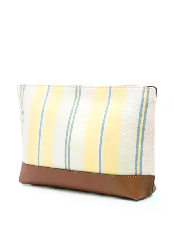 Ralph Lauren Striped Leather-trim Clutch Bag