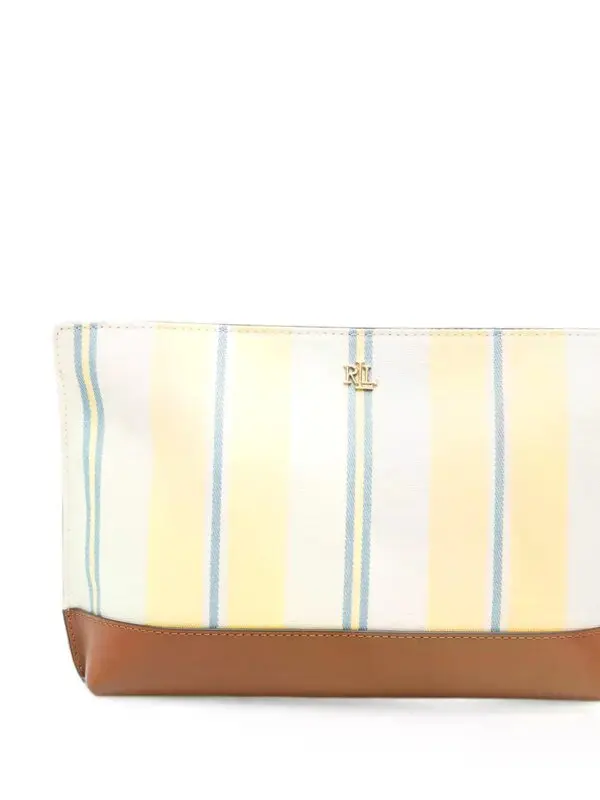 Ralph Lauren Striped Leather-trim Clutch Bag