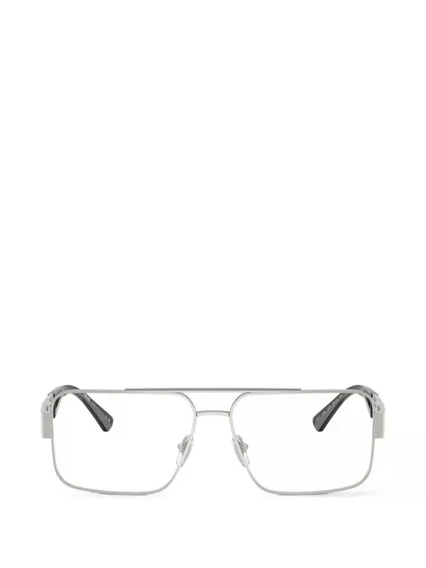 Versace Rectangle Logo Full Rim Eyeglasses - Silver