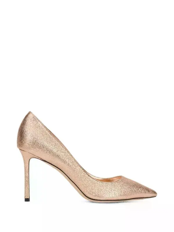 JIMMY CHOO Romy 85 Metallic Pointed-toe Pumps - Pink
