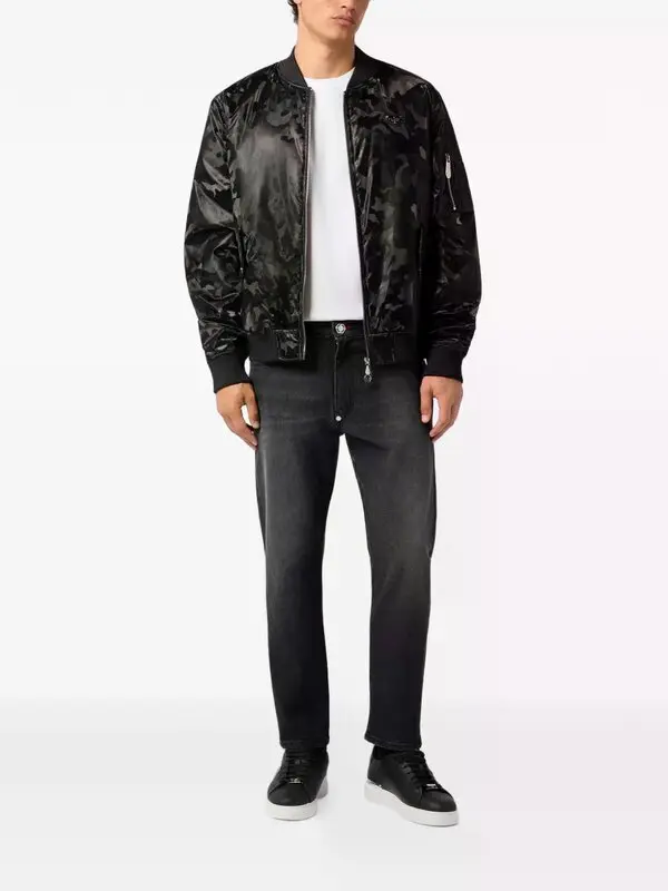 Philipp Plein Camouflage Nylon Bomber Jacket