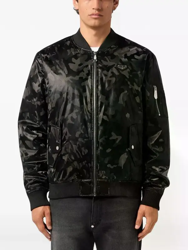 Philipp Plein Camouflage Nylon Bomber Jacket