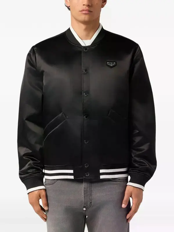 Philipp Plein Satin College Bomber Logo Jacket