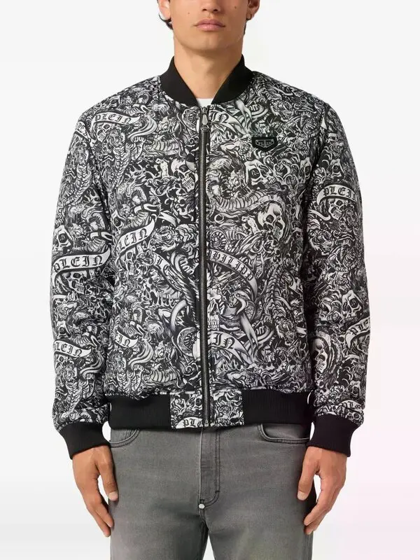Philipp Plein Nylon Bomber All-over Tattoo Jacket