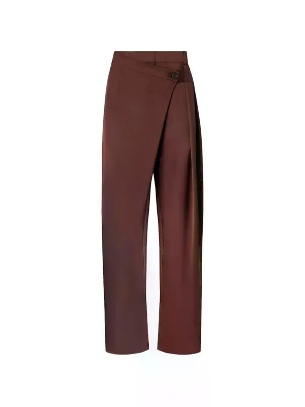 Pinko Asymmetric Waistband Pleated Trousers - Brown