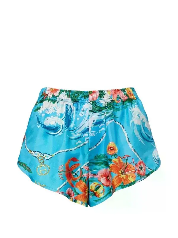Gucci Floral Print Interlocking G Shorts - Blue