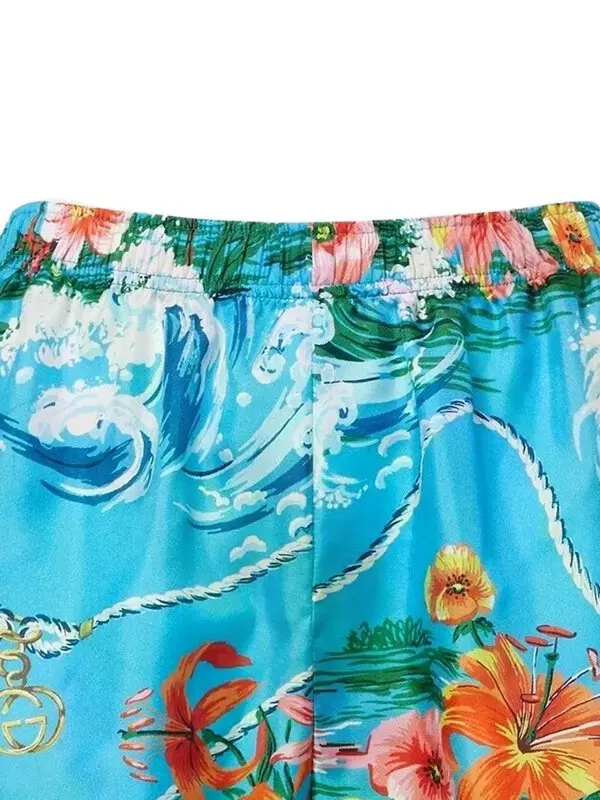 Gucci Floral Print Interlocking G Shorts