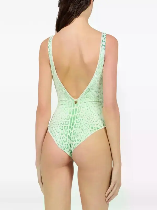 Roberto Cavalli Jaguar Print V-neck One Piece Swimsuit