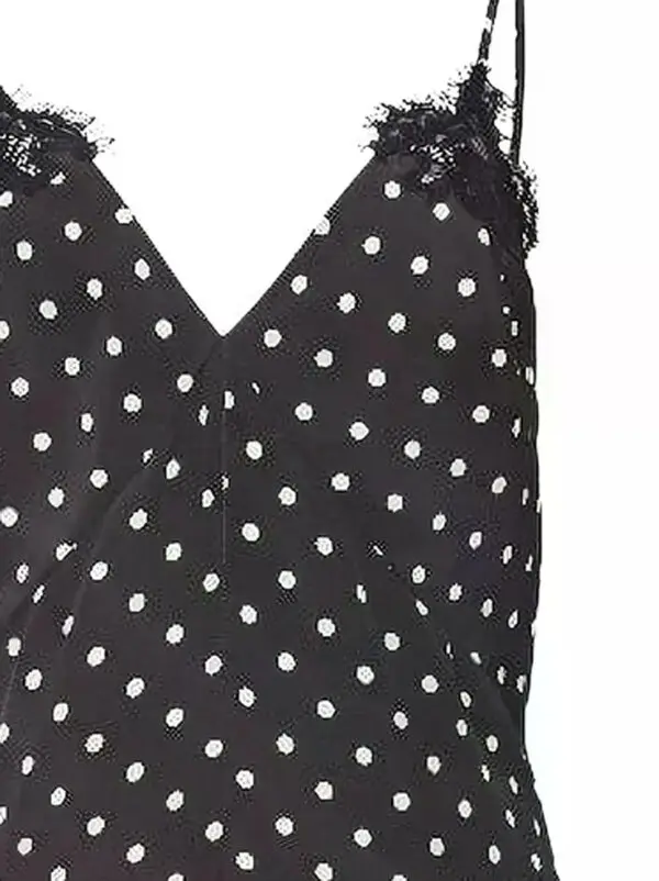 FLEUR DU MAL Juliet Lace Trim Polka Dot Wide Leg Jumpsuit - Black
