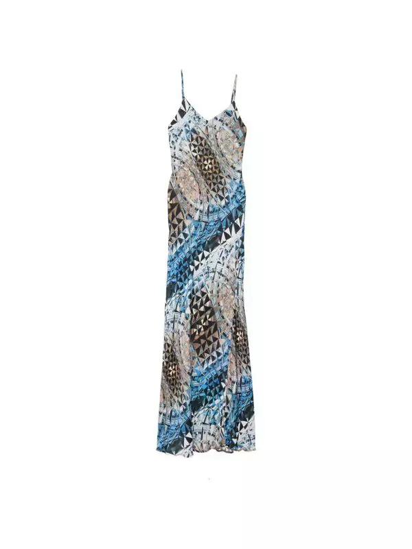Bcbgmaxazria Geometric Print V-neck Maxi Dress