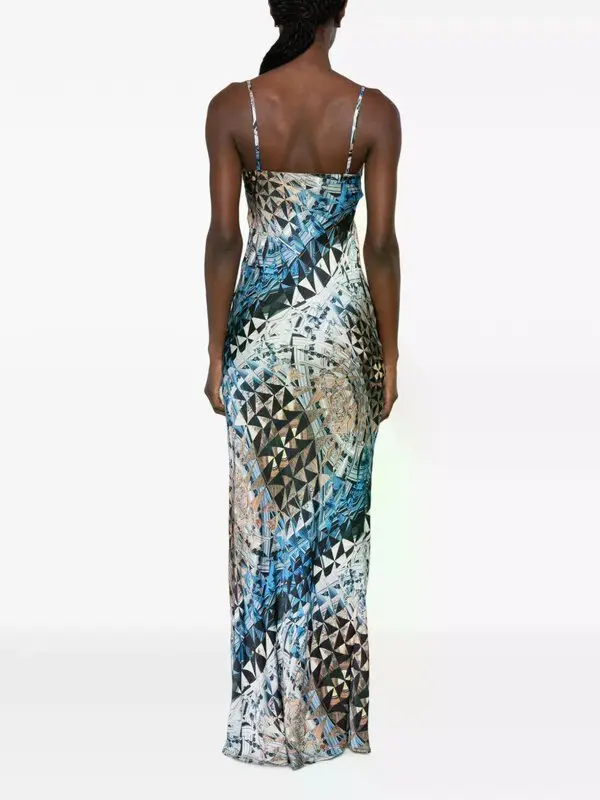Bcbgmaxazria Geometric Print V-neck Maxi Dress