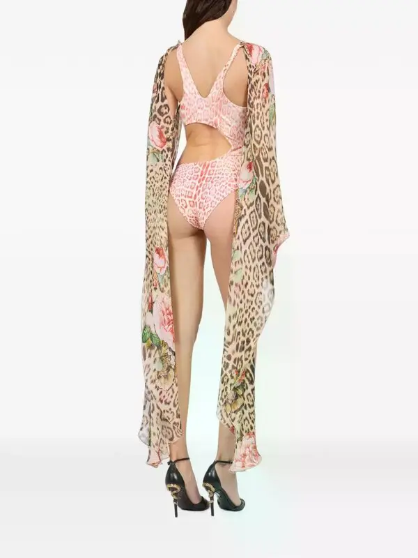 Roberto Cavalli Leopard-print Cut-out Swimsuit