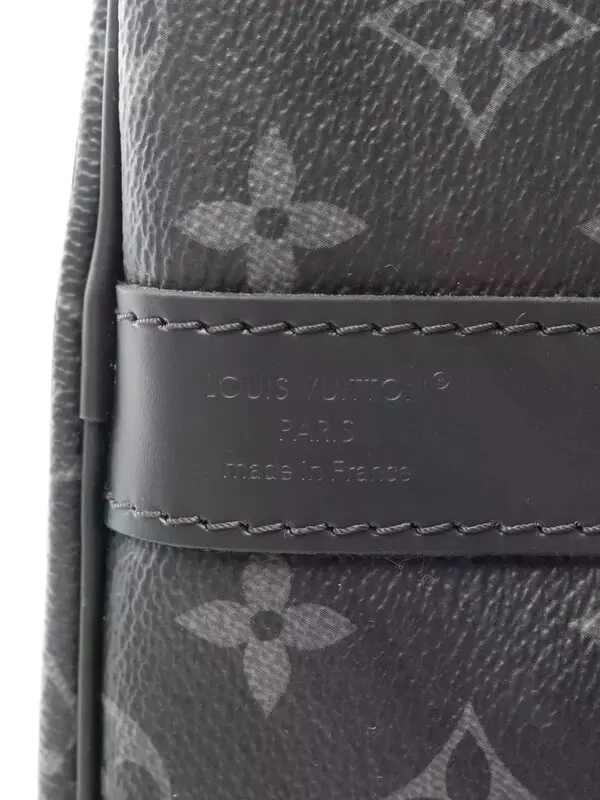 LOUIS VUITTON Monogram Eclipse Keepall Bandoulière 55 Luggage Bag - Black
