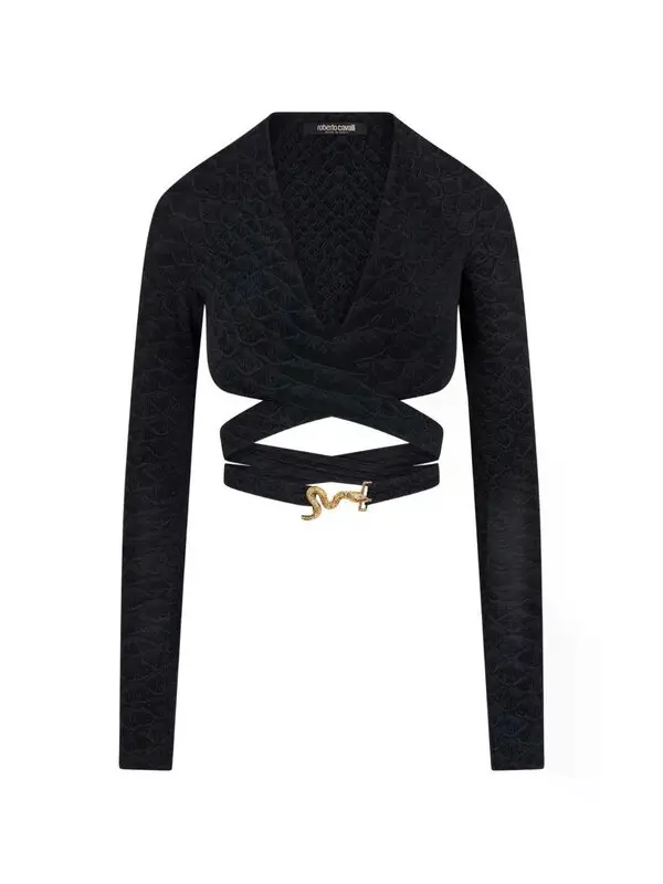 Roberto Cavalli Snake-plaque Wrap-around Top