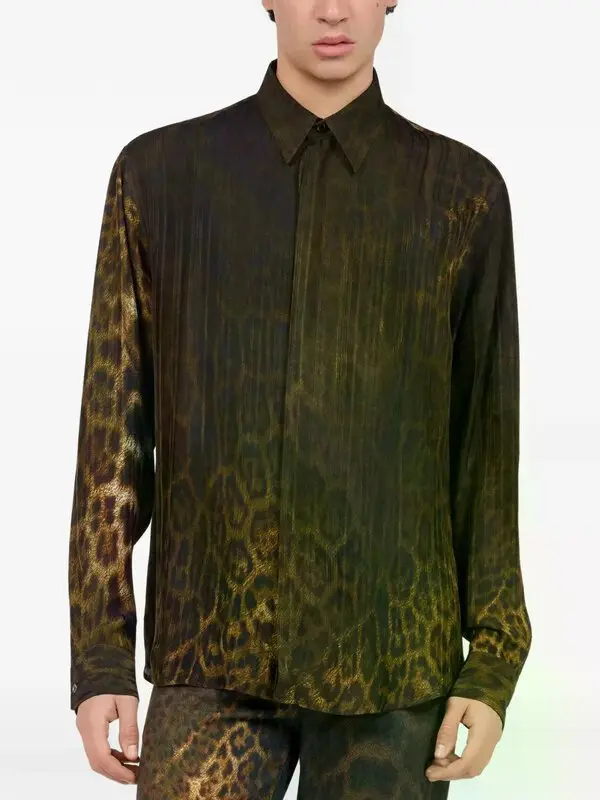 Roberto Cavalli Leopard-print Long-sleeve Shirt