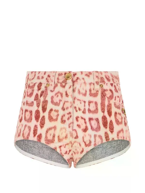 Roberto Cavalli Jaguar-print Denim Shorts - Pink