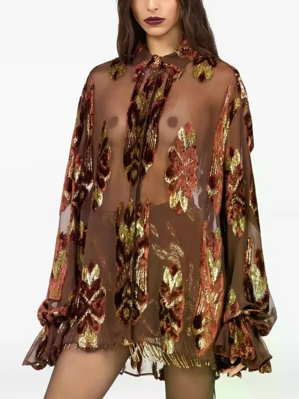 Roberto Cavalli Sheer Patterned Shirt