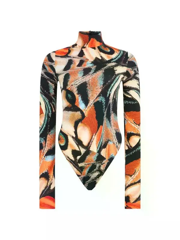 Roberto Cavalli Butterfly-print High-neck Bodysuit