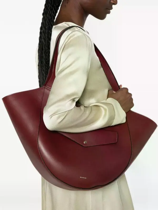 WANDLER Hortensia Slouch Leather Tote Bag - Red