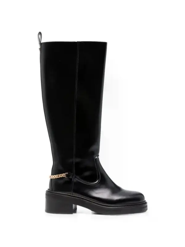 Maje Heitor Round-toe Chain-detail Boots - Black