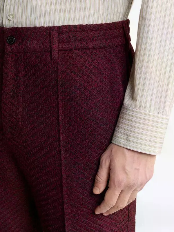 Etro Trousers In Mélange-effect Wool-blend Fabric