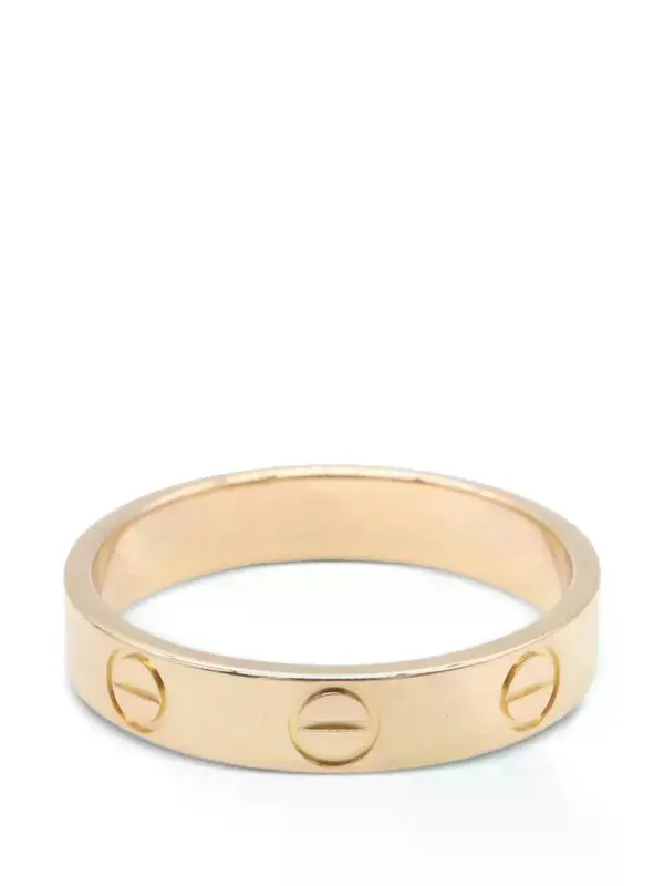 Cartier 18k Rose Gold Engraved Logo Band Ring - Pink