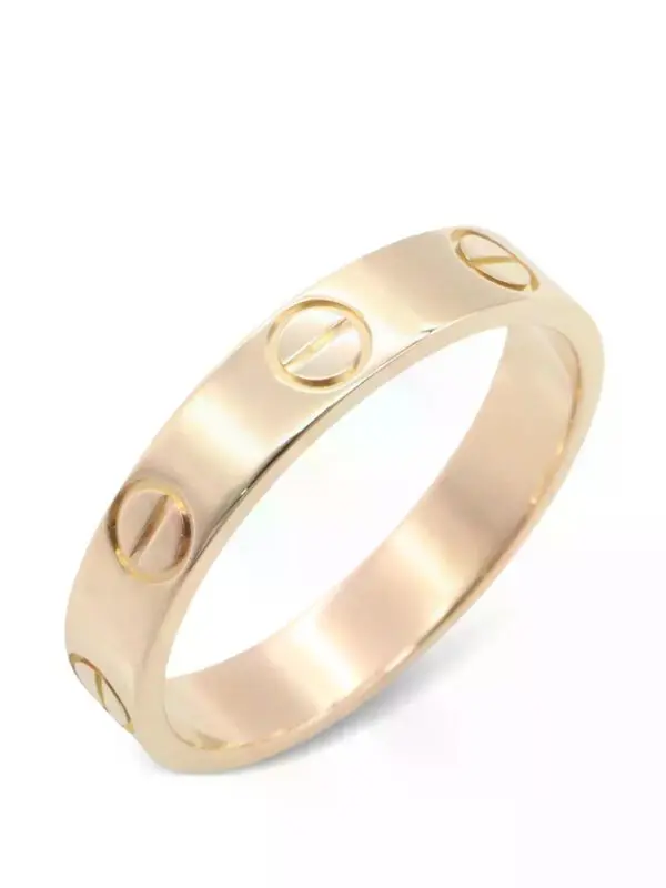 Cartier 18k Rose Gold Engraved Logo Band Ring