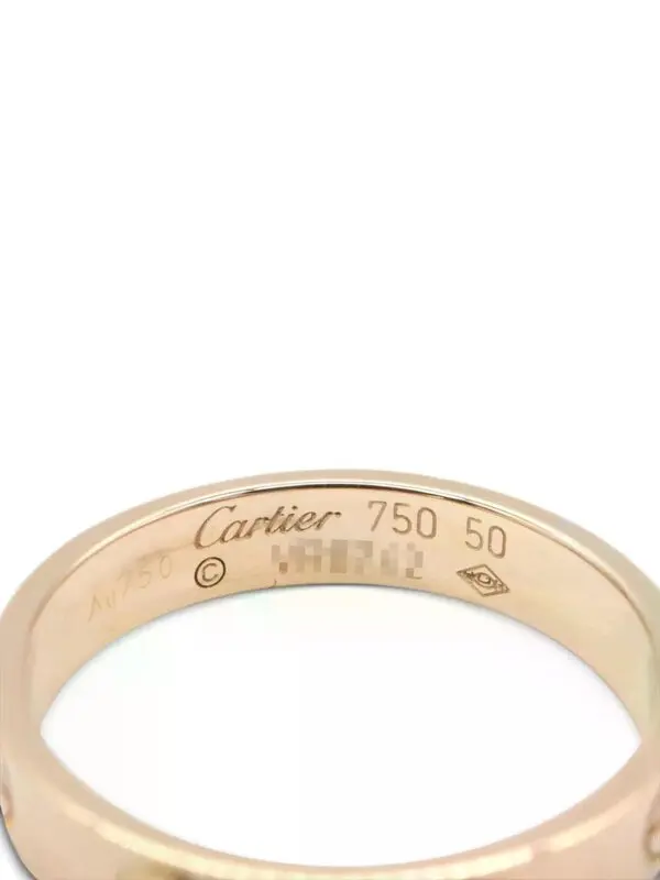 Cartier 18k Rose Gold Engraved Logo Band Ring