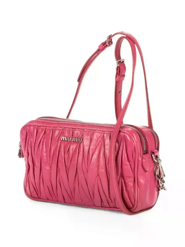 Miu Miu Matelassé Double Zip Crossbody Bag - Pink