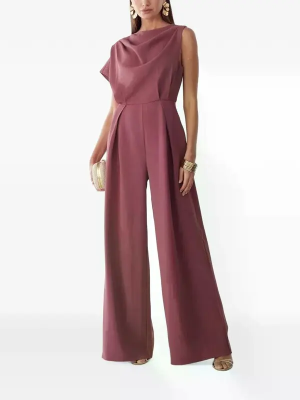 WILLA Draped Sleeveless Wide Leg Jumpsuit - Pink