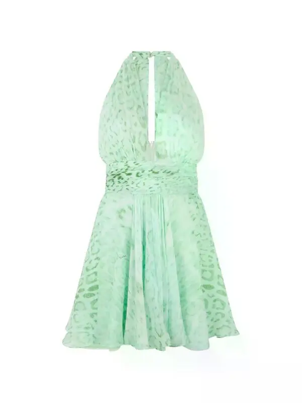 Roberto Cavalli Leopard-print Halterneck Mini Dress