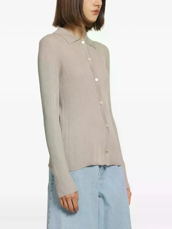 Max Mara Ribbed-knit Polo-collar Cardigan