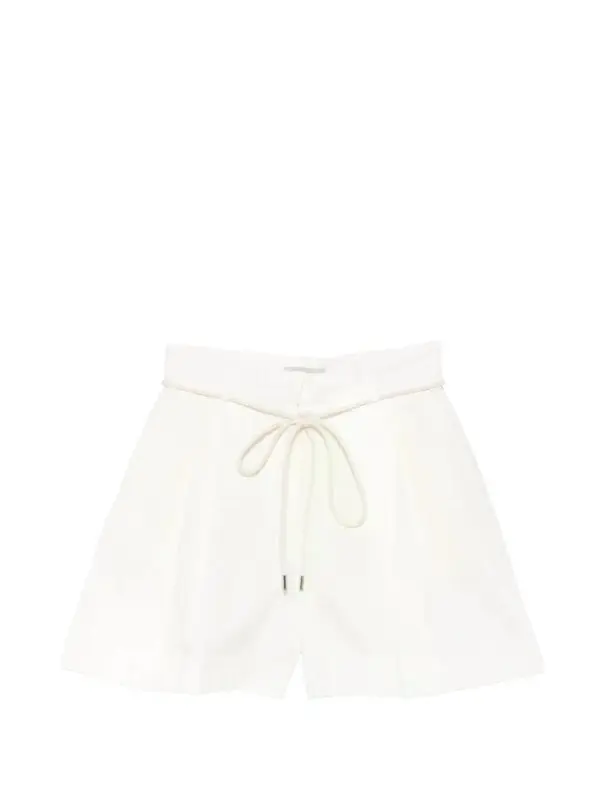 LEE MATHEWS Belted Pleated Shorts - Neutrals