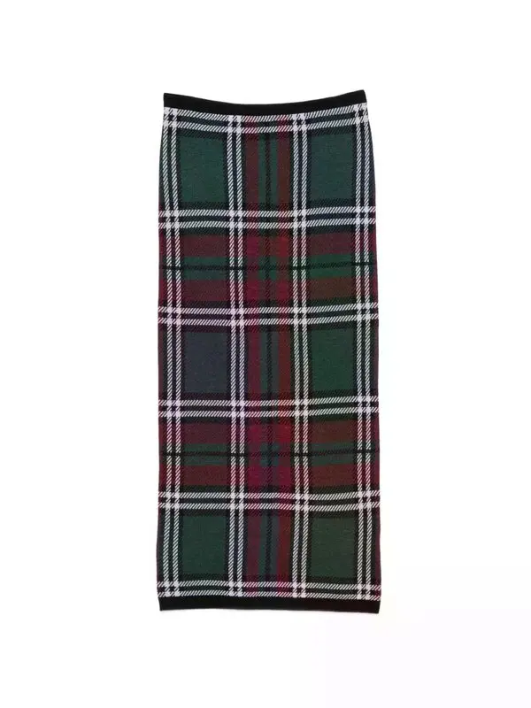 N°21 Check-pattern Midi Skirt - Green