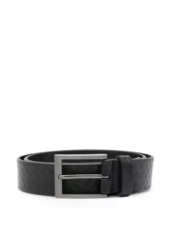 Karl Lagerfeld Woven-effect Buckle Belt - Black